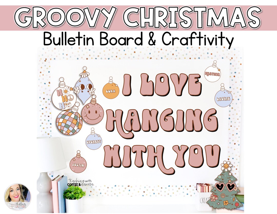 Retro Christmas Bulletin Board or Door Kit | Boho Groovy Classroom ...