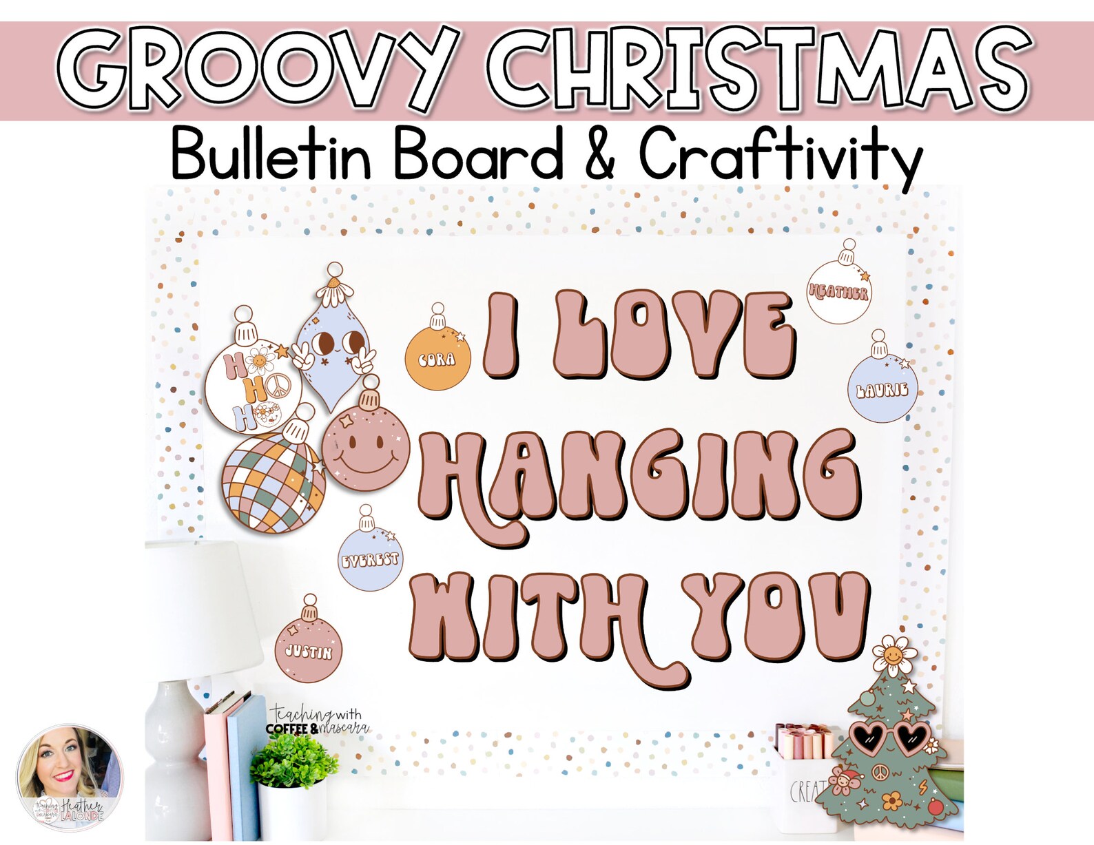 Retro Christmas Bulletin Board or Door Kit Boho Groovy - Etsy