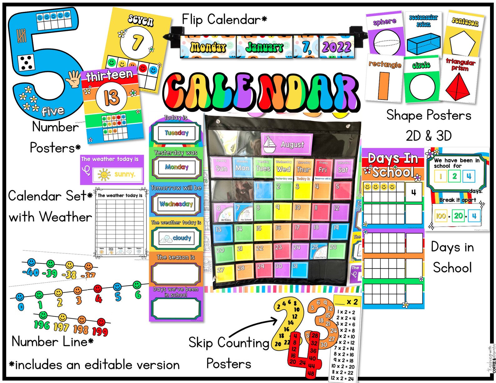 Retro Rainbow Classroom Decor Bundle Smiley Face Classroom Decor ...