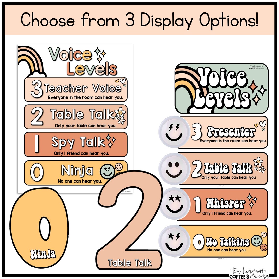 Editable Voice Level Posters Boho Retro Voice Level Chart - Etsy