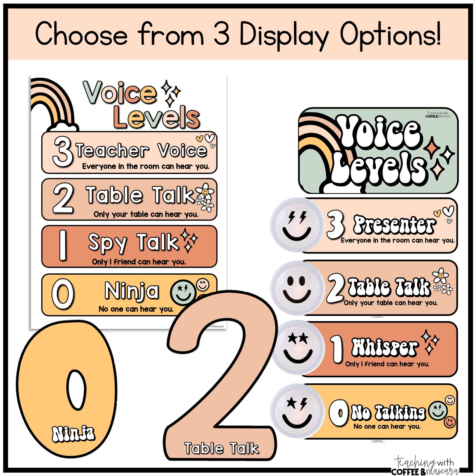 Editable Voice Level Posters Boho Retro Voice Level Chart - Etsy