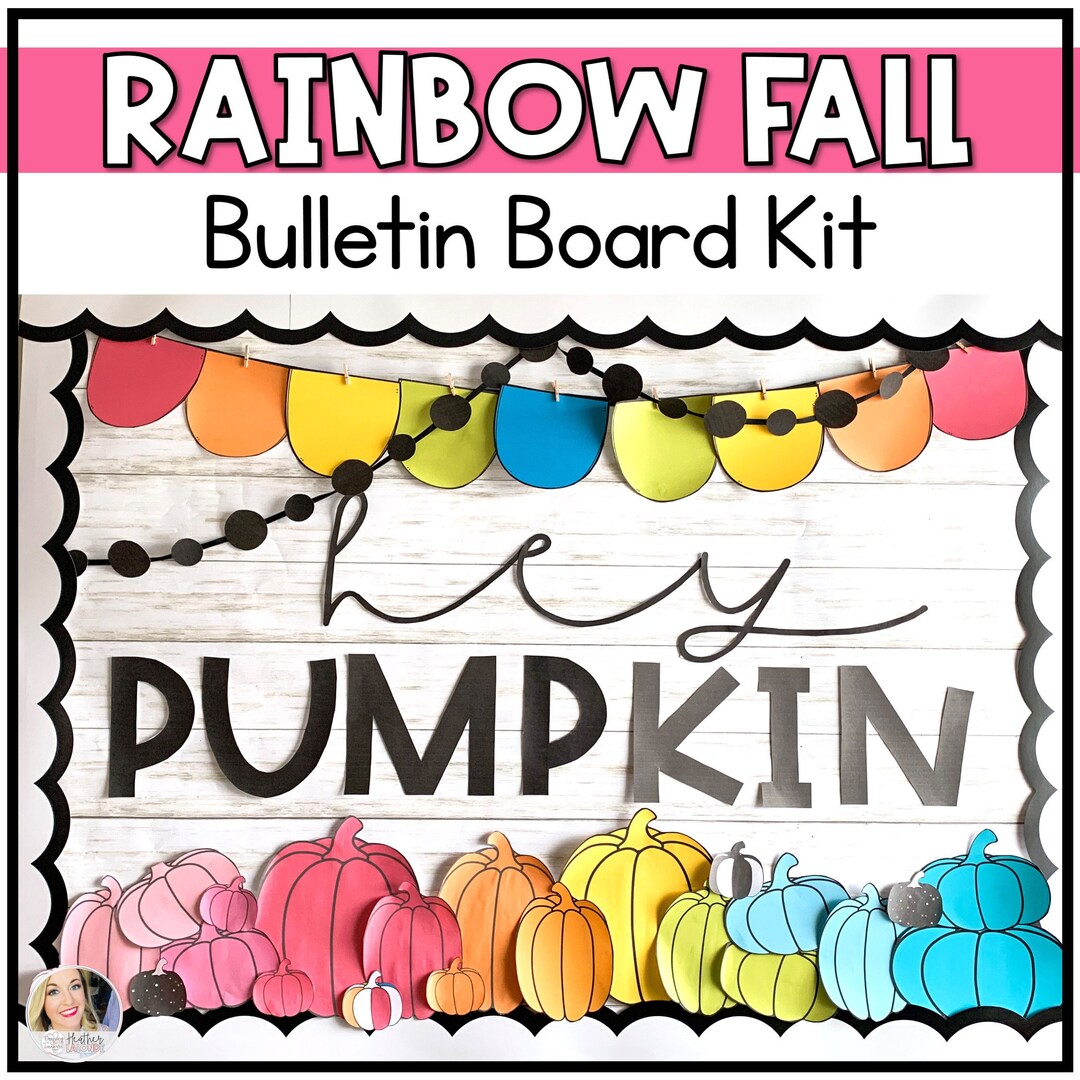 Fall Bulletin Board Kit | Rainbow Pumpkin Halloween Bulletin Board ...