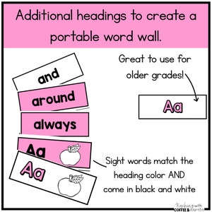 Rainbow Word Wall | Bright Rainbow Portable Word Wall | Alphabet Cards ...