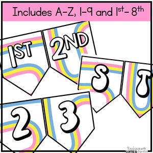 Editable Pennant Banner| Rainbow Bulletin Board Letter Banner | Retro ...