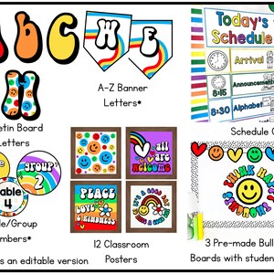 Retro Rainbow Classroom Decor Bundle | Smiley Face Classroom Decor ...