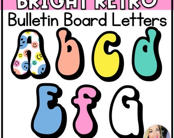 Printable Bulletin Board Letters Retro Rainbow Classroom - Etsy