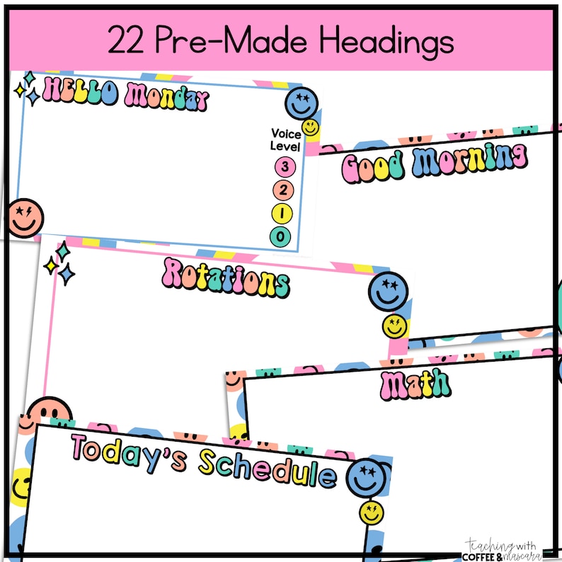 Retro Daily Slides Templates | Retro Theme | Happy Face Classroom Decor ...