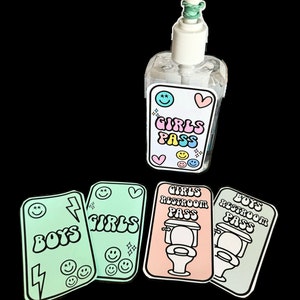 Printable Bathroom Pass | Retro Smiley Face Label for Sanitizer Bottle ...