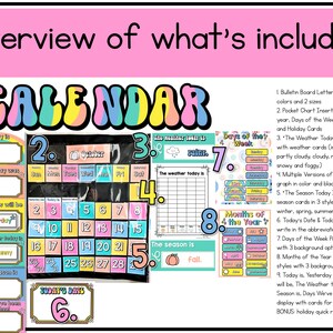 Retro Classroom Calendar Bulletin Board Set | Pocket Chart Calendar ...