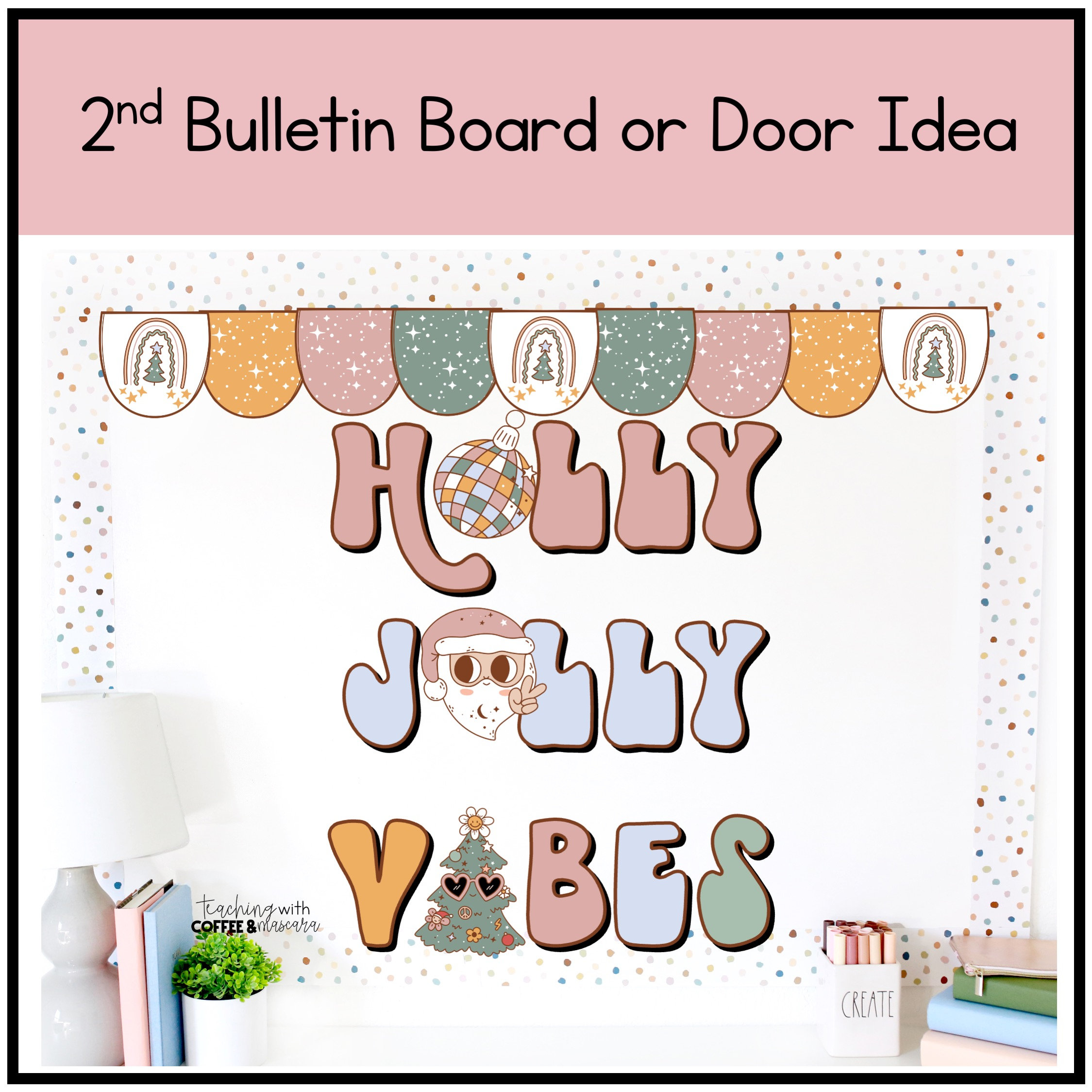 Retro Christmas Bulletin Board or Door Kit Boho Groovy - Etsy