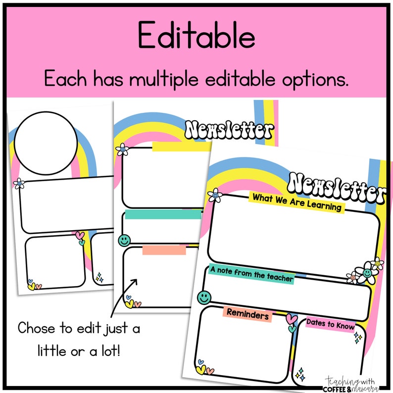 Meet the Teacher, Newsletter, and Note Templates - Editable | Rainbow ...
