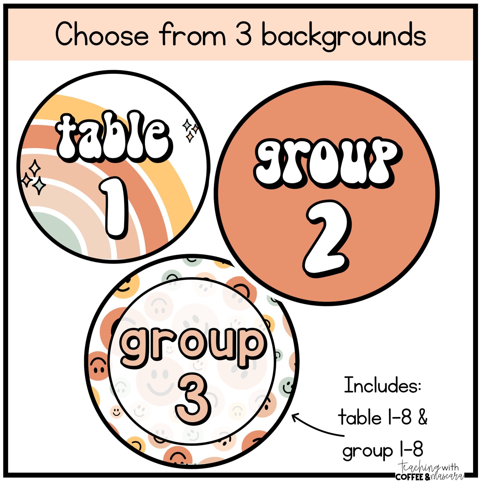 Table Numbers Boho Retro Retro Groovy Classroom Classroom Table Numbers ...