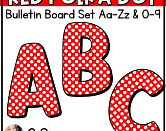 Red Polka Dot Bulletin Board Letters, Classroom Decor (digital Download ...