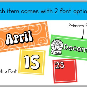Retro Classroom Calendar Bulletin Board Set | Pocket Chart Calendar ...