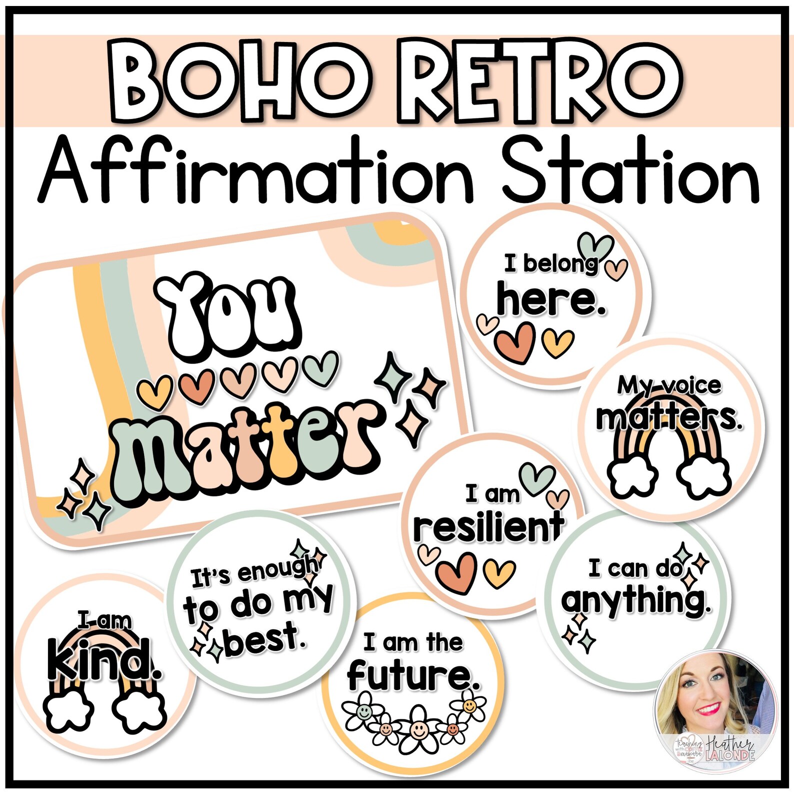 Affirmation Station | Boho Rainbow Positive Affirmations Mirror | Retro ...