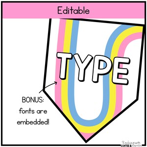 Editable Pennant Banner| Rainbow Bulletin Board Letter Banner | Retro ...
