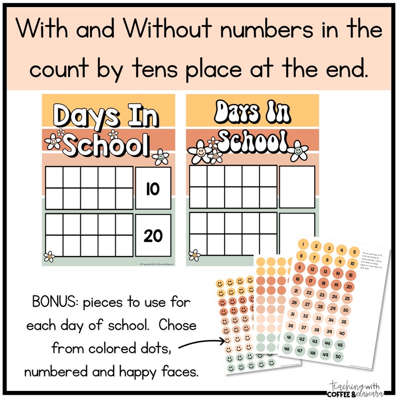 Boho Days in School Set | Days in School Ten Frames | Math Wall ...