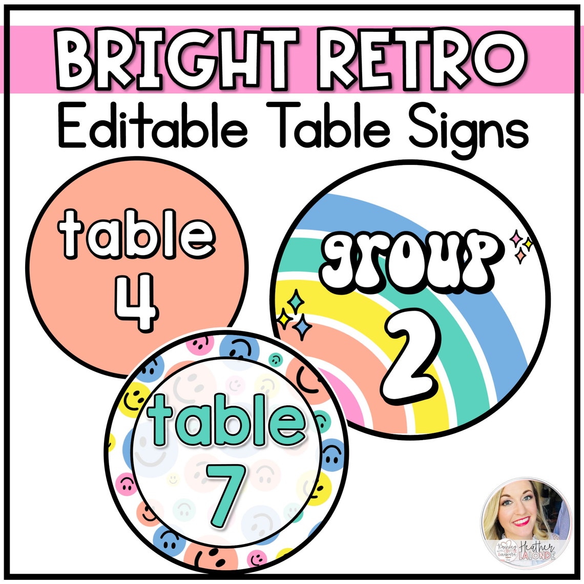 Table Numbers and Group Numbers Retro Bright Rainbow Groovy - Etsy