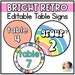 Table Numbers and Group Numbers Retro Bright Rainbow | Groovy Retro ...