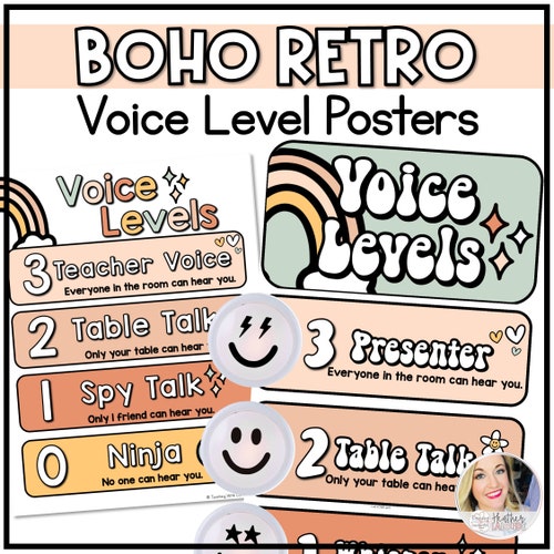Editable Voice Level Posters Boho Retro Voice Level Chart - Etsy