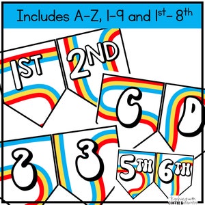 Editable Pennant Banner| Rainbow Bulletin Board Letter Banner | Retro ...