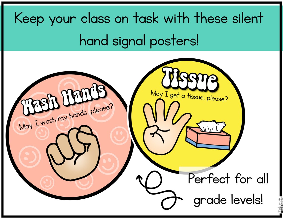 Hand Signal Posters Retro Classroom Decor Classroom - Etsy