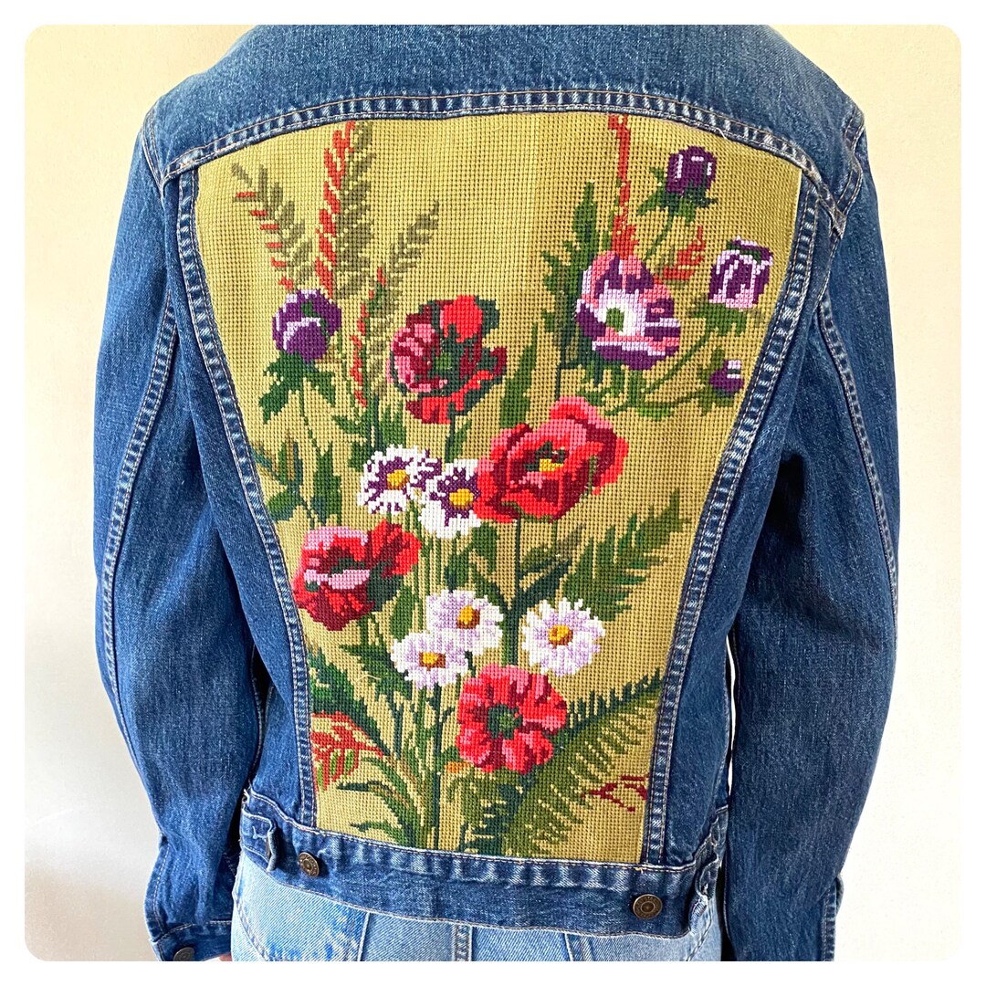 Handmade Vintage Levi's Embroidered Denim Jacket - Denim Jacket With ...