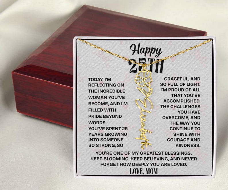 Happy 25th Birth Flower Necklace Birth Month Necklace Birthday Gift for ...