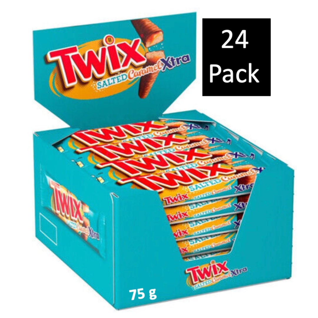 Twix Salted Caramel Xtra Chocolate Biscuit Twin Bars Box of 24 X 75g ...