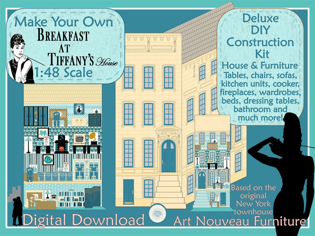 New York Townhouse 3D Construction Kit, 1:48 Scale DIY Dollhouse Kit ...