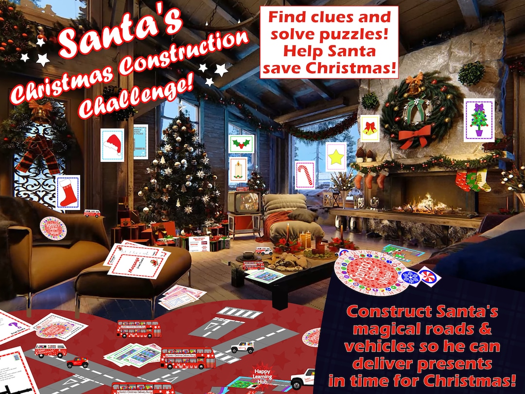 Christmas Printable Games for Kids, Santa's Christmas Construction ...