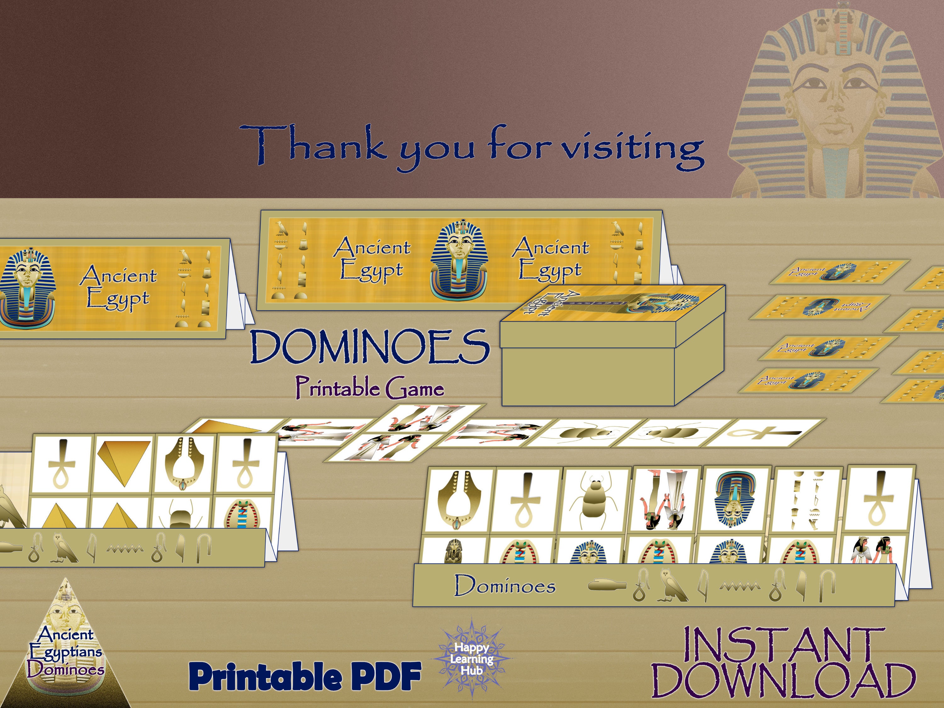 Ancient Egyptian Dominoes Game, Printable Game, DIY Children's Game ...