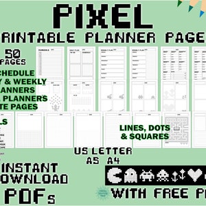Pixel Planner, Printable Planner Pages, Year in Pixels, 2024 Calendar ...