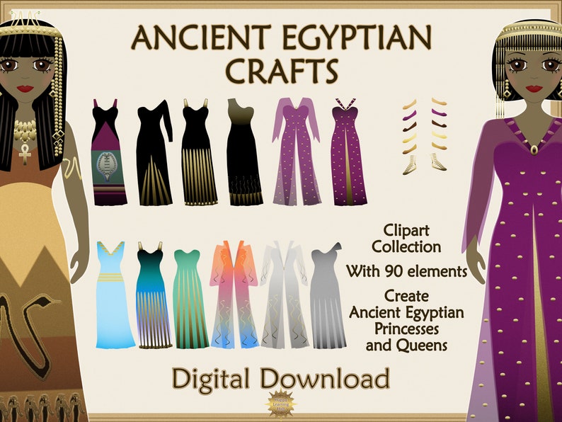 Ancient Egyptians, Queens and Princesses, Pharaoh Clipart Bundle ...