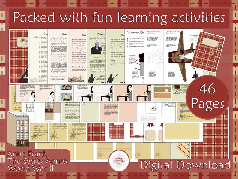 Anne Frank Activity Book, History Learning Printable, Home or School ...