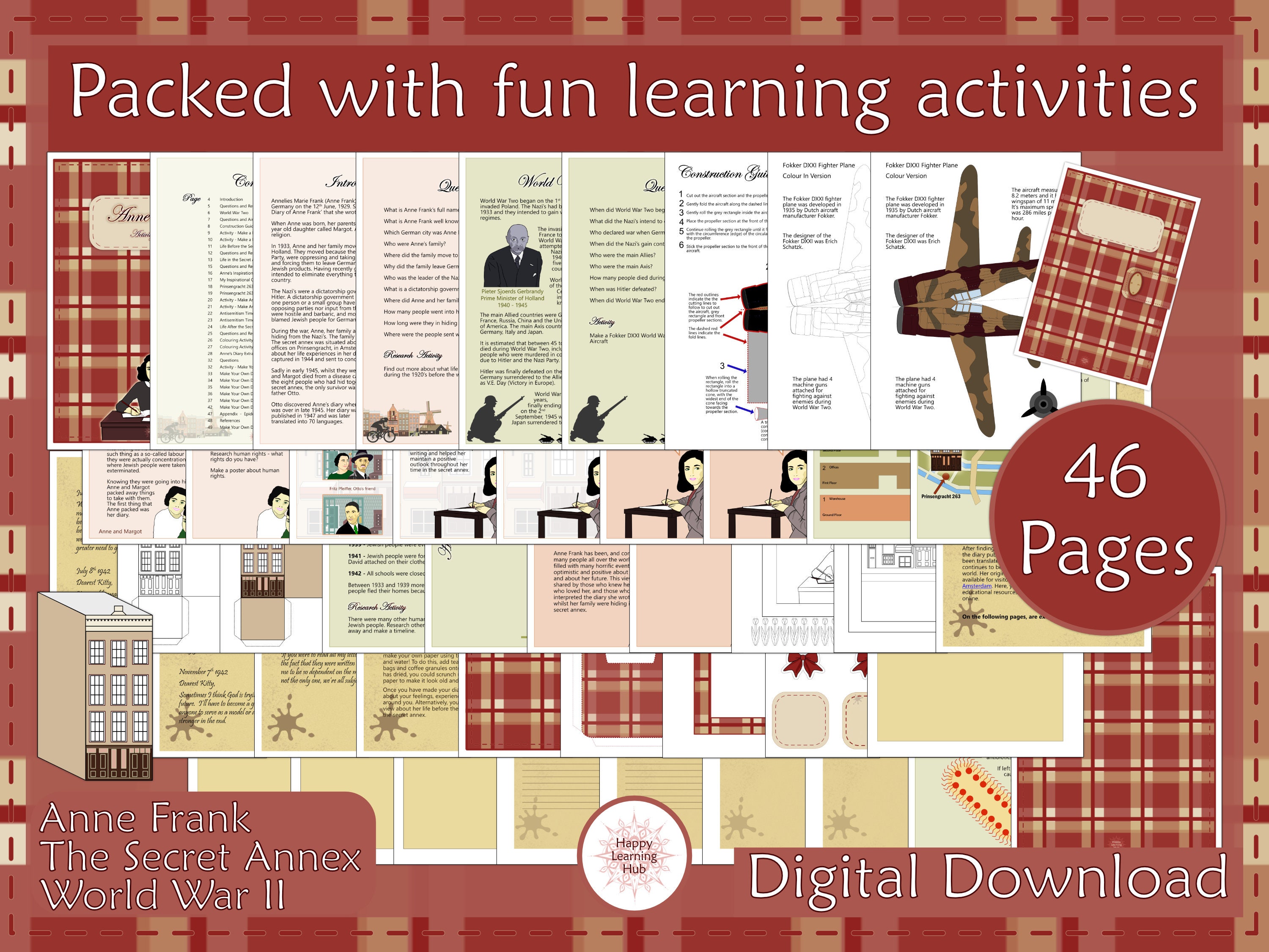 Anne Frank Activity Book, History Learning Printable, Home or School ...