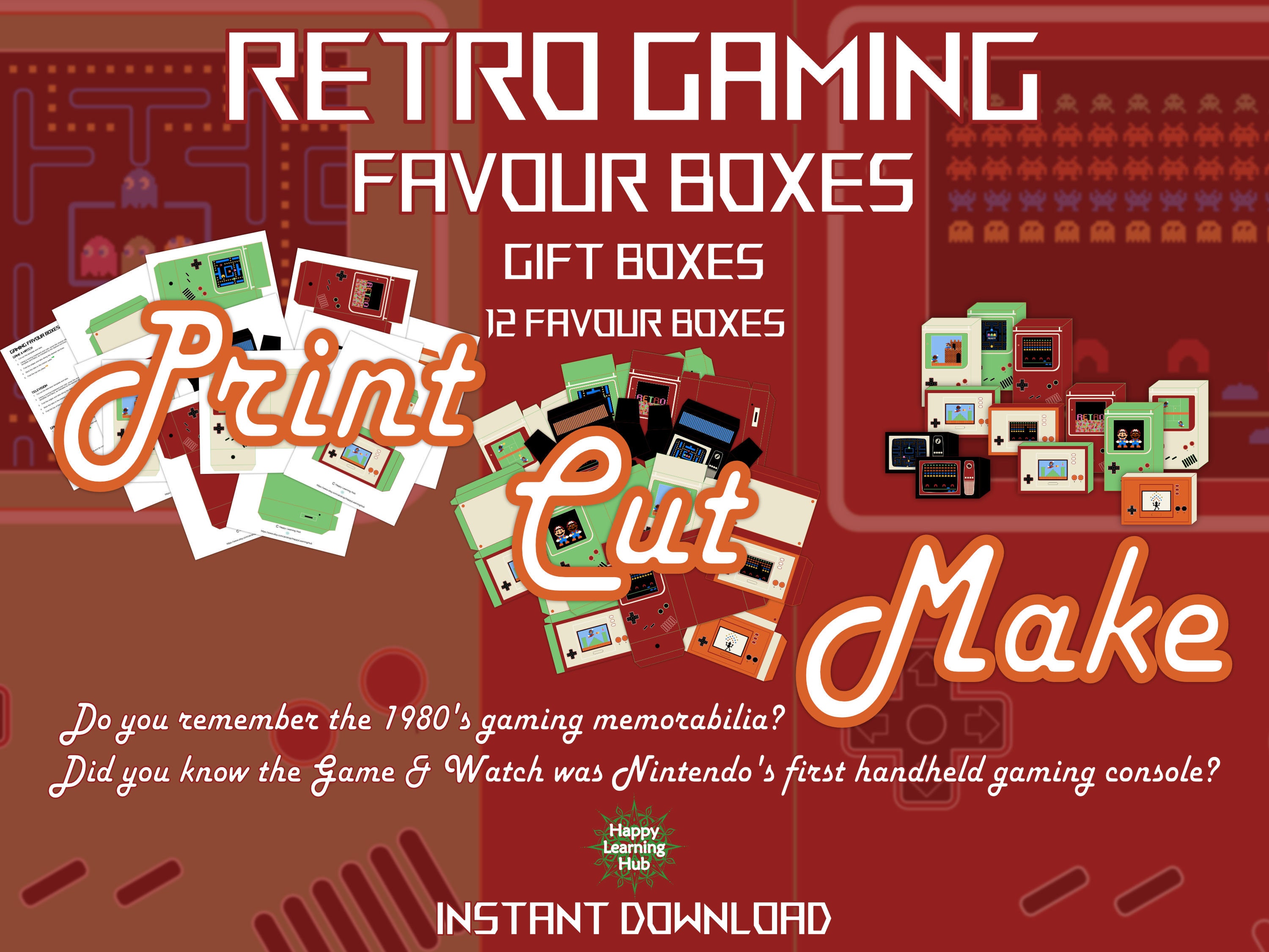 Printable Favour Boxes, Gaming Party Favours, Printable Boxes, Treat ...