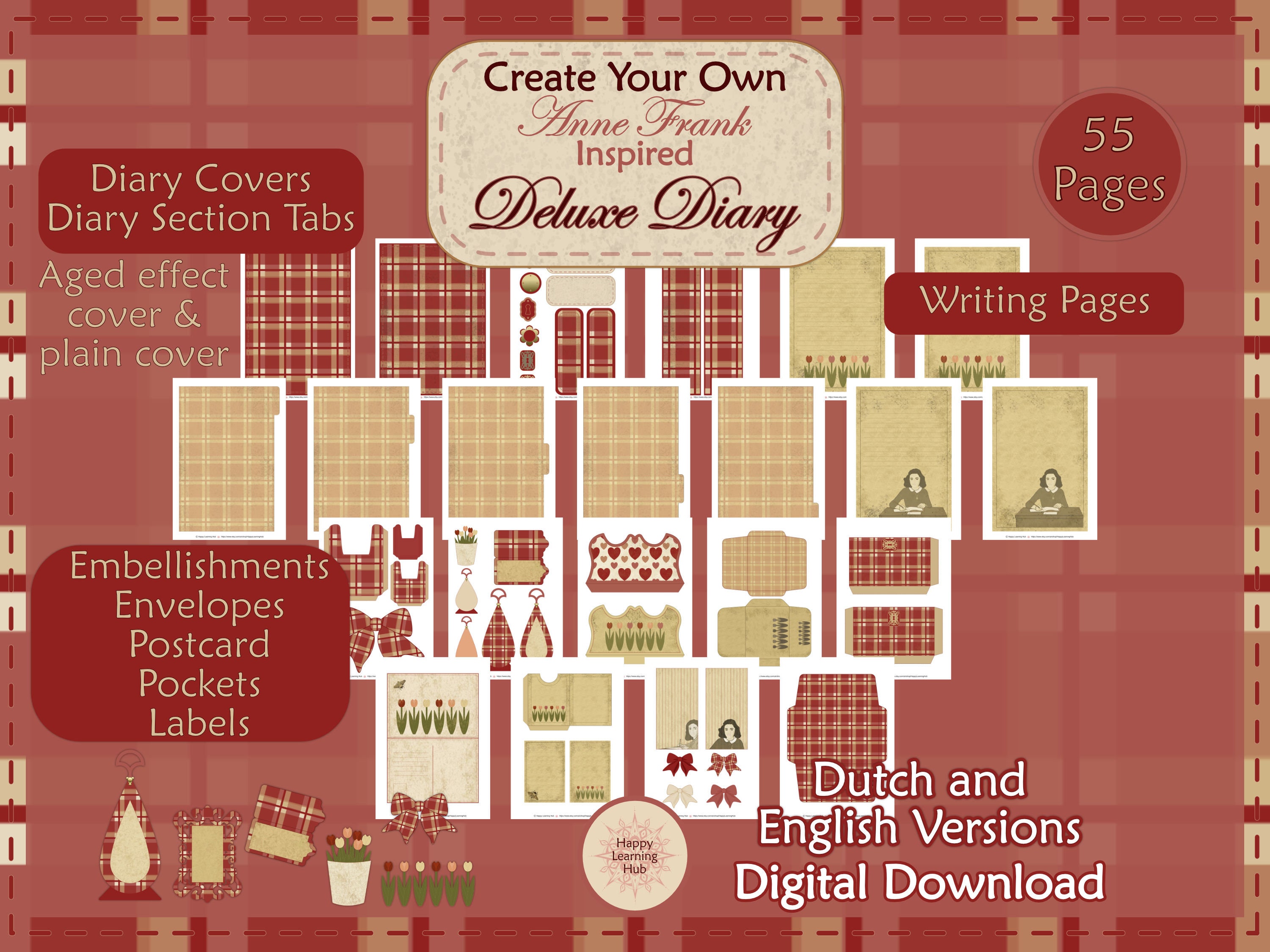 Anne Frank Inspired Diary Kit, Make Your Own Paper Diary Kit, 2024 ...