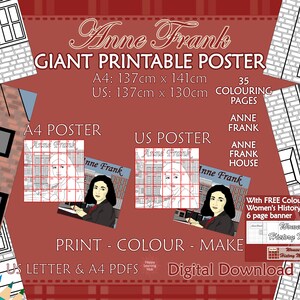Women's History Month, Large Printable Colouring Poster, Anne Frank ...