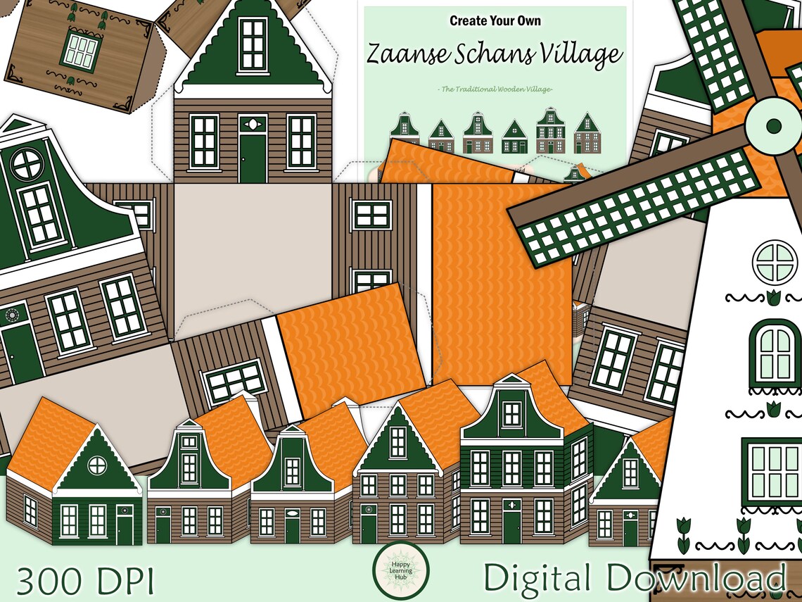 Create Your Own Tiny Dutch Paper Village, Paper Houses, Dutch Windmill ...