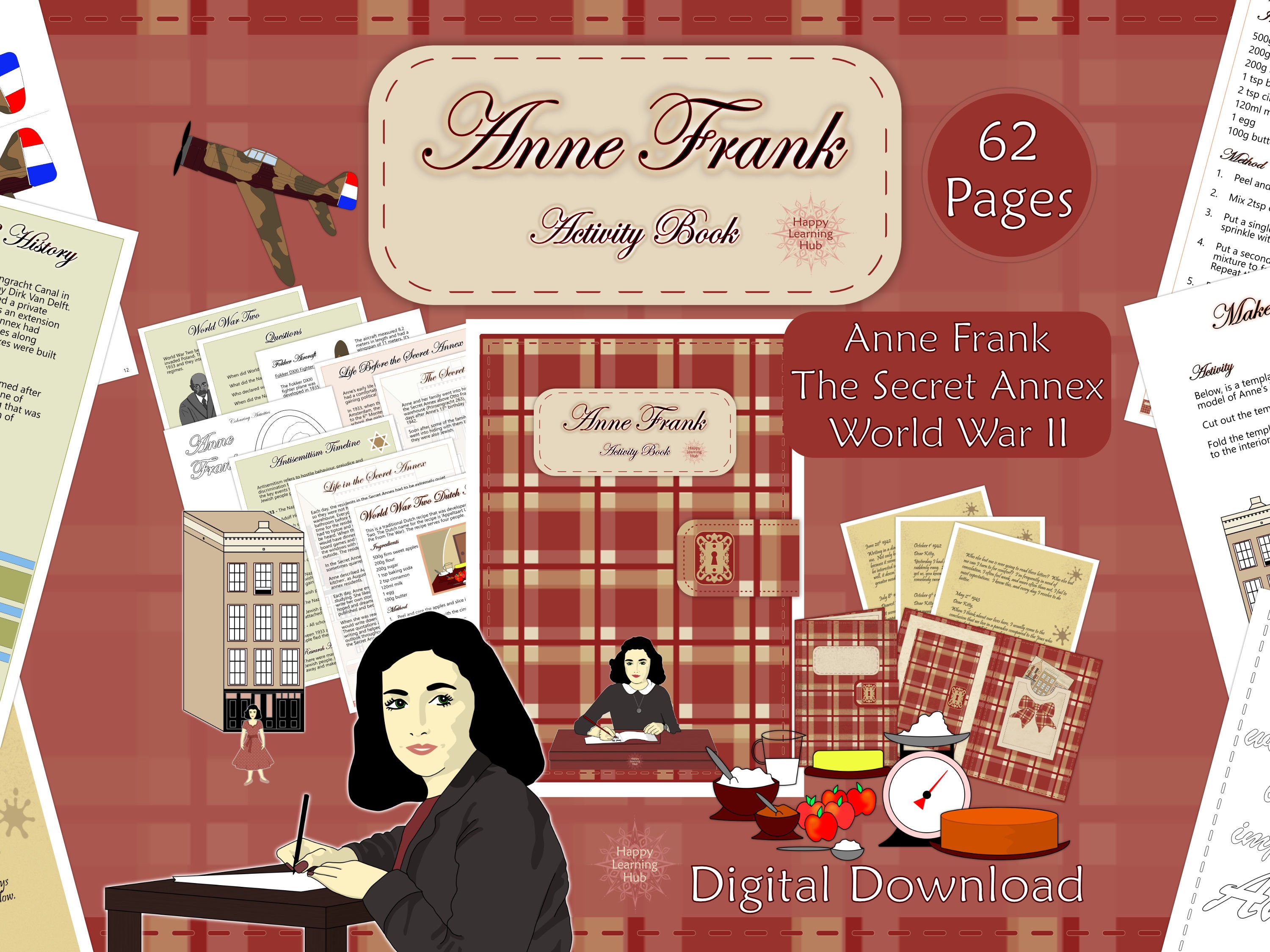 Anne Frank Activity Book, History Learning Printable, Home or School ...