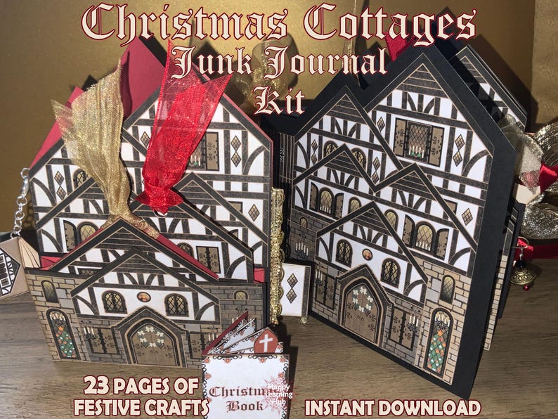 Christmas House Junk Journal Kit, Christmas Cottages, Festive Crafts ...