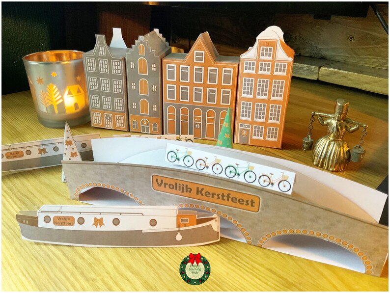 Dutch Canal Houses Printable Advent Calendar, DIY Boho Paper Houses ...