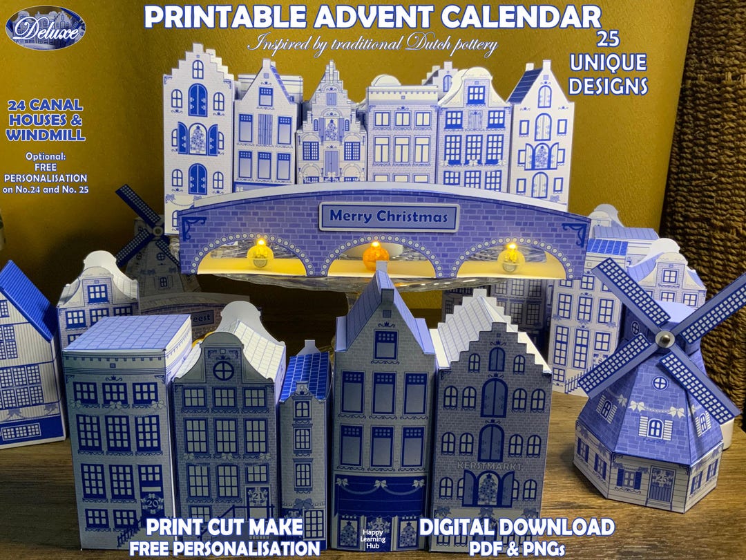 Printable Advent Calendar Christmas Village - Etsy
