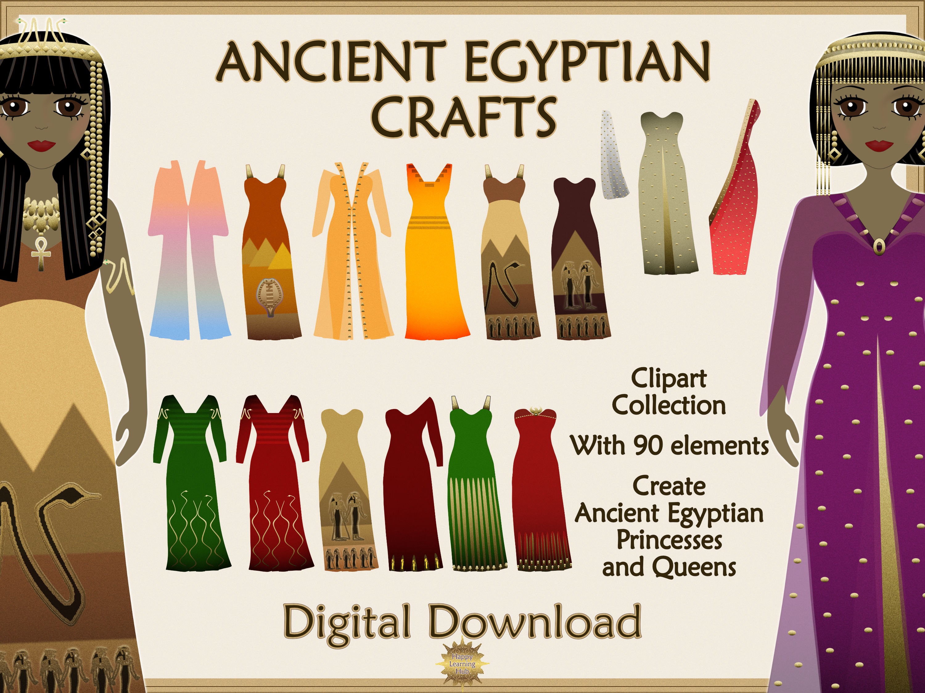 Ancient Egyptians, Queens and Princesses, Pharaoh Clipart Bundle ...