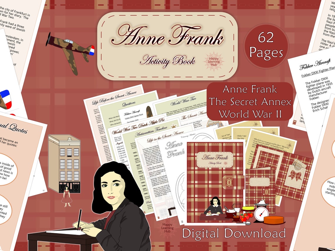 Anne Frank Activity Book, History Learning Printable, Home or School ...