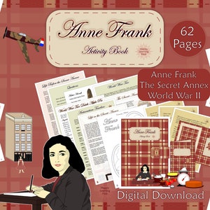 Anne Frank Activity Book, History Learning Printable, Home or School ...