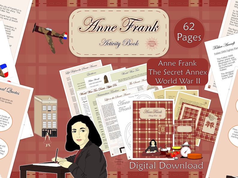 Anne Frank Activity Book, History Learning Printable, Home or School ...
