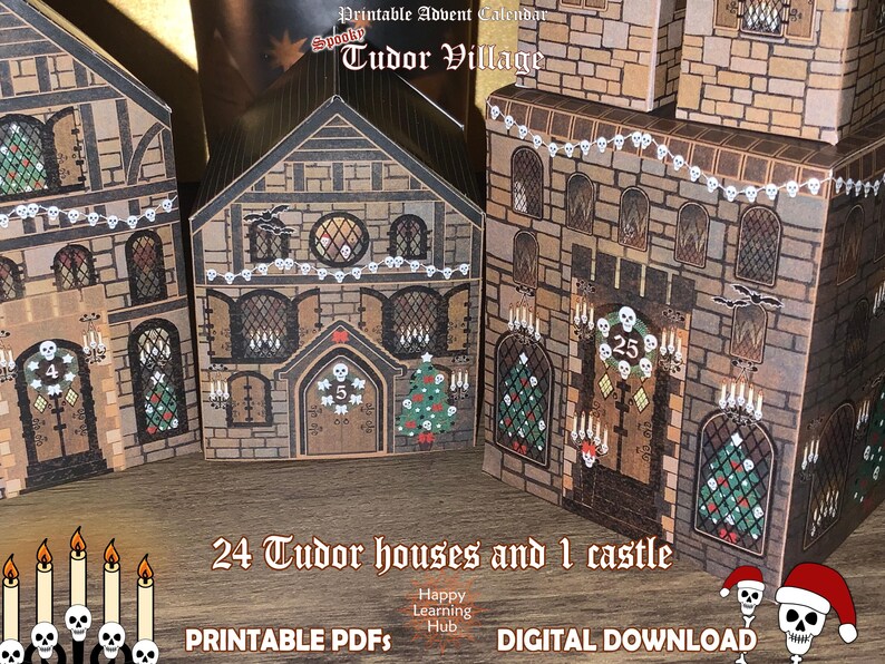 Printable Tudor Village Advent Calendar Spooky Christmas Castle Pdf