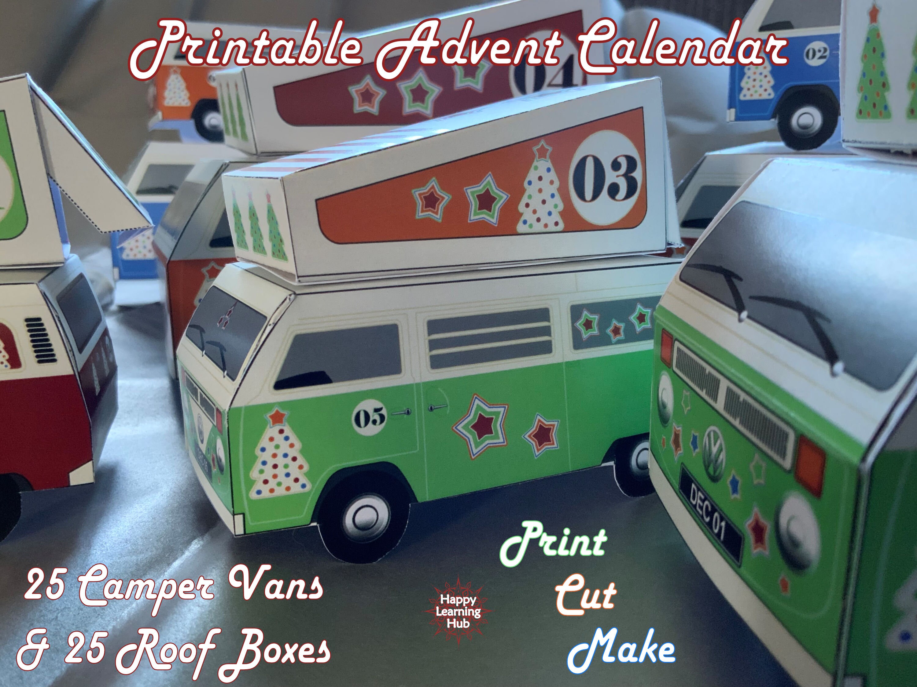 Printable Advent Calendar Boxes, Camper Van Advent Calendar, Novelty ...